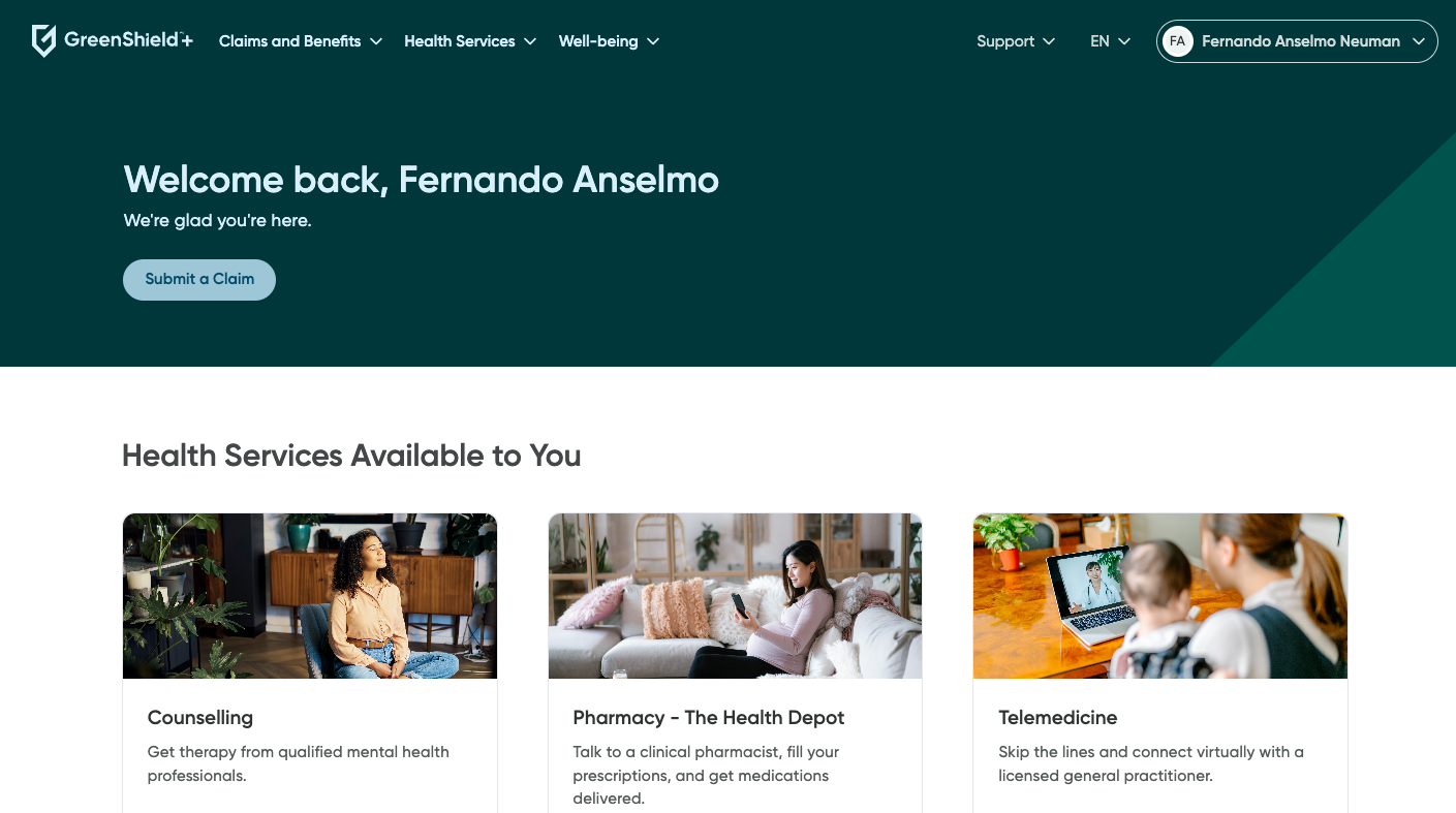 Navigating the Dashboard – GreenShield+ Help Centre